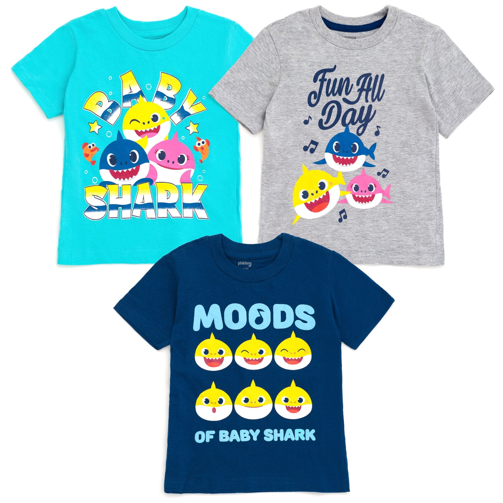 Pinkfong Baby Shark Infant Baby Boys 3 Pack T-Shirts Infant to Toddler ...