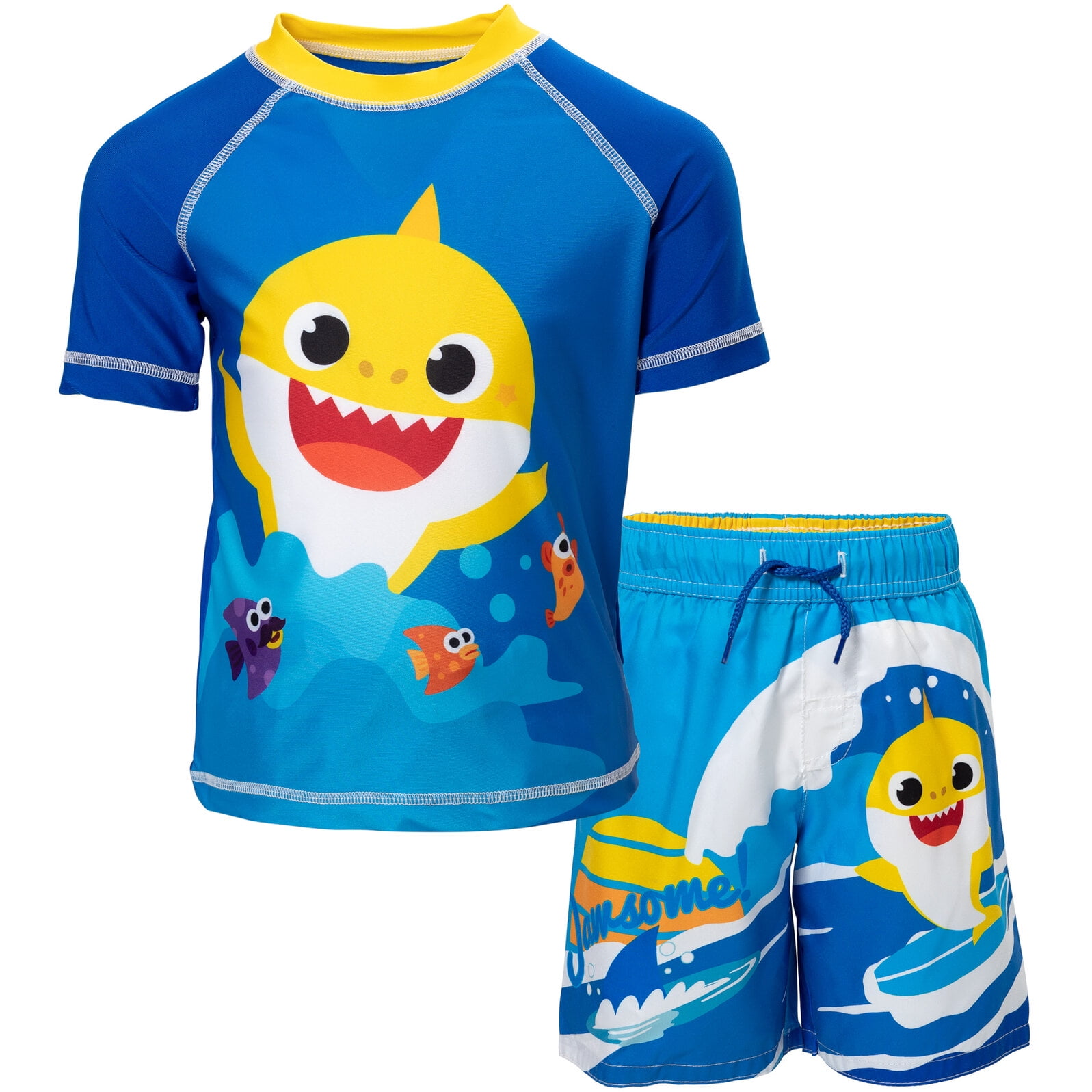 Baby Shark by Pinkfong Toddler Boys Short Sleeve Rash Guard Swim Set, 2 ...