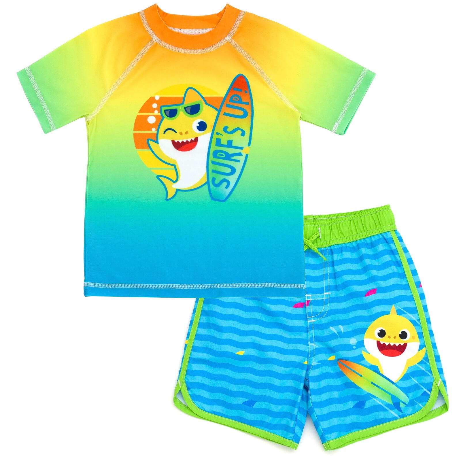 Pinkfong Baby Shark Toddler Boys UPF 50+ Rash Guard and Swim Trunks ...
