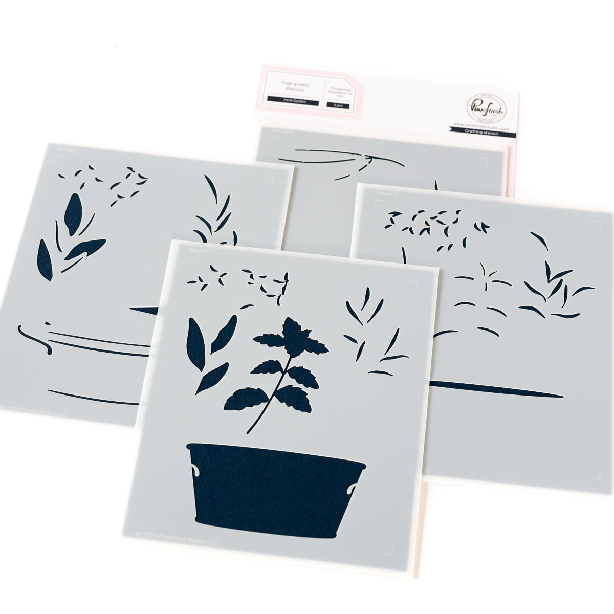 Pinkfresh Studio Stencils 4.25"X5.25" 4/Pkg-Herb Garden - Walmart.com
