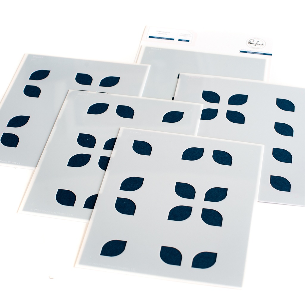 Pinkfresh Studio Stencils 4.25"X5.25" 5/Pkg-Overlapping Geo Leaf ...