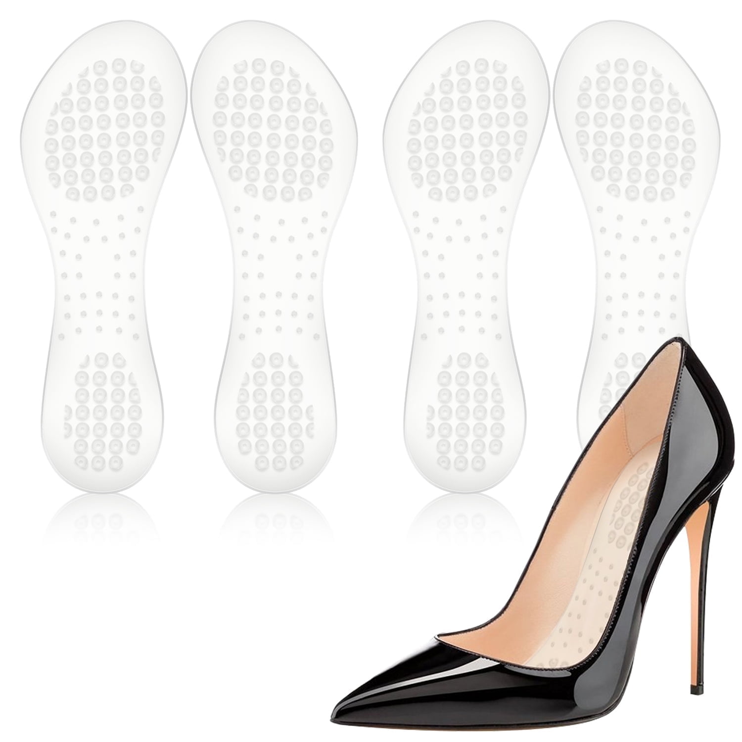 Pinkiou Gel Shoe Insoles, Transparent Arch Support Inserts, Foot Pain ...