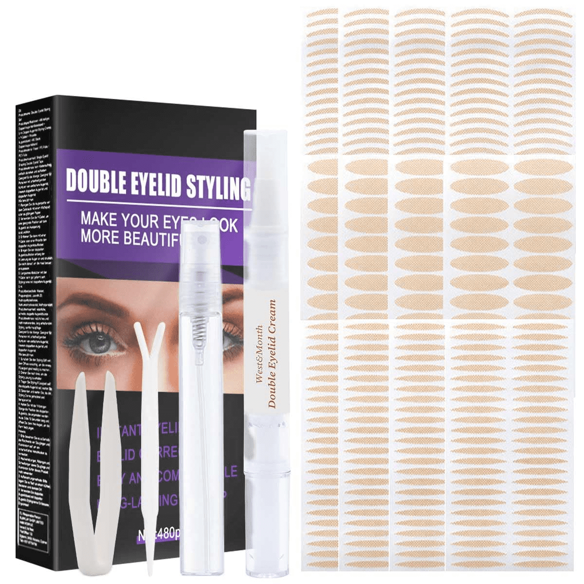 Pinkiou Eyelid Tape 480 Pcs Invisible Eyelid Lift Strips for Droopy ...