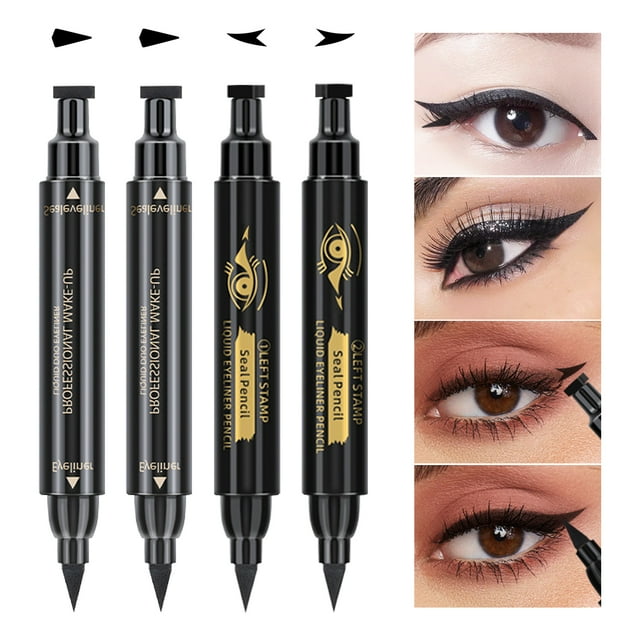 Pinkiou Set Of 4 Eyeliner Stamps Winged Liquid Eyeliner Waterproof And Smudgeproof 10mm