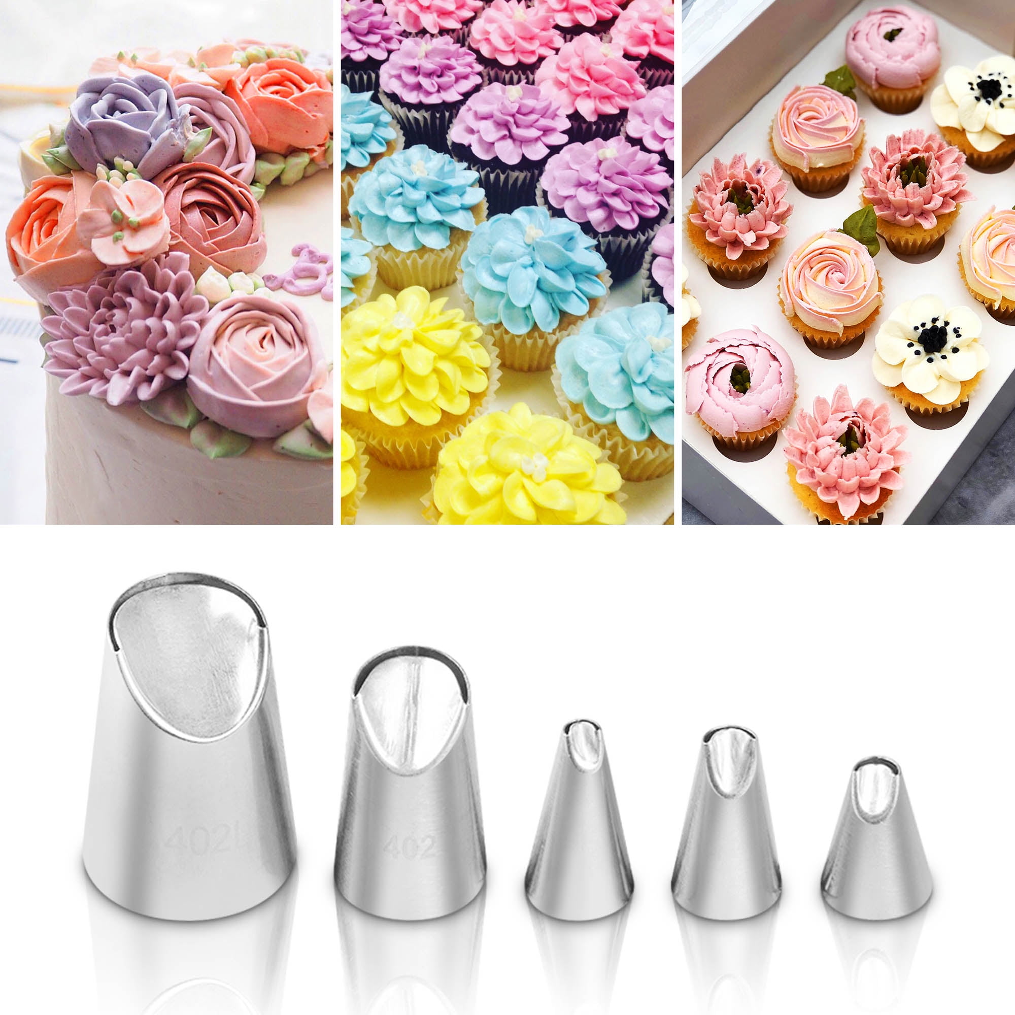 Pinkiou Piping Tips,Cake Decorating Supplies Kit, Pinkiou Rose Flower ...