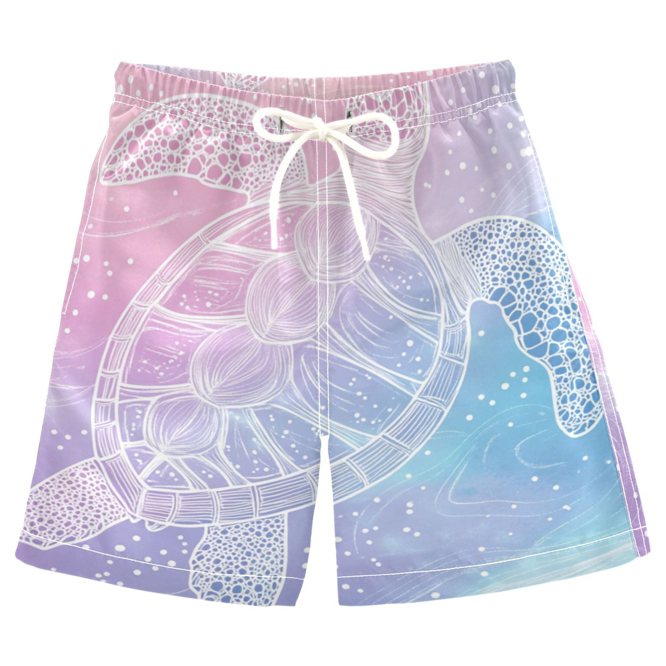 Pinkish Blue Mixture Colored Turtle Boys' Beach Pants Board Shorts Swim Trunks Bathing Bottoms ...