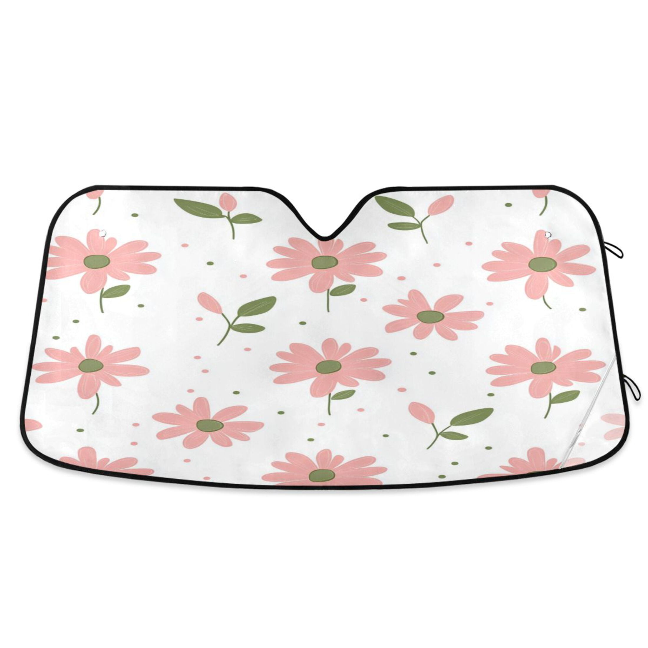 Pinkish Flowers Dots Leaves Windshield Sun Shade Automobile Visor ...