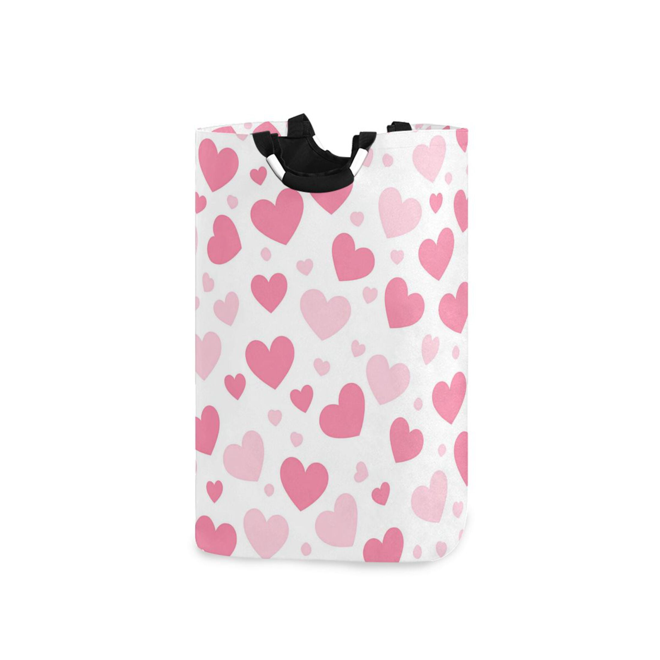 Pinkish Hearts Valentine Love Laundry Basket with Handles Foldable ...