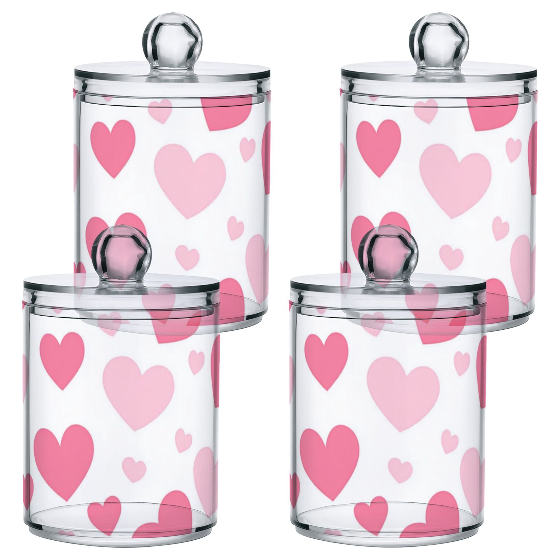 Pinkish Hearts Valentine Love Translucent Plastic Cans Storage ...