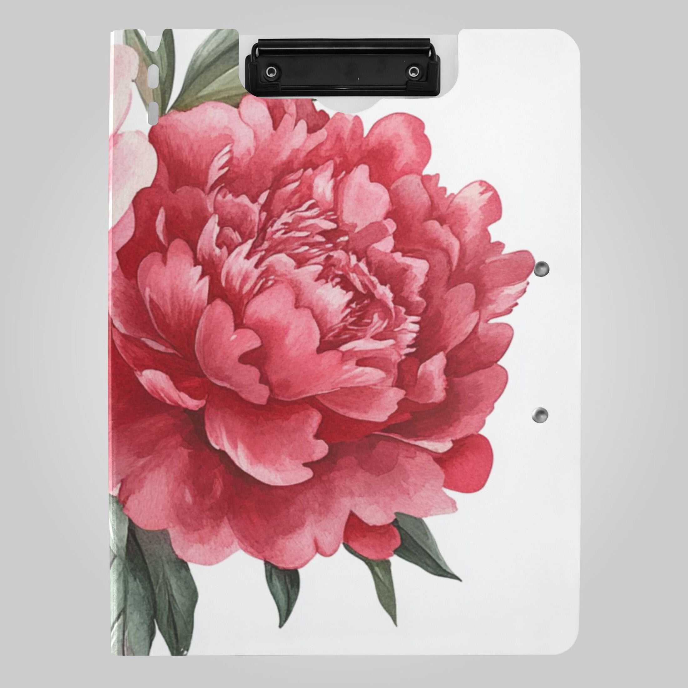 Pinkish Red Peony Flowers Leaves Watercolor Foldable Binder Folder ...