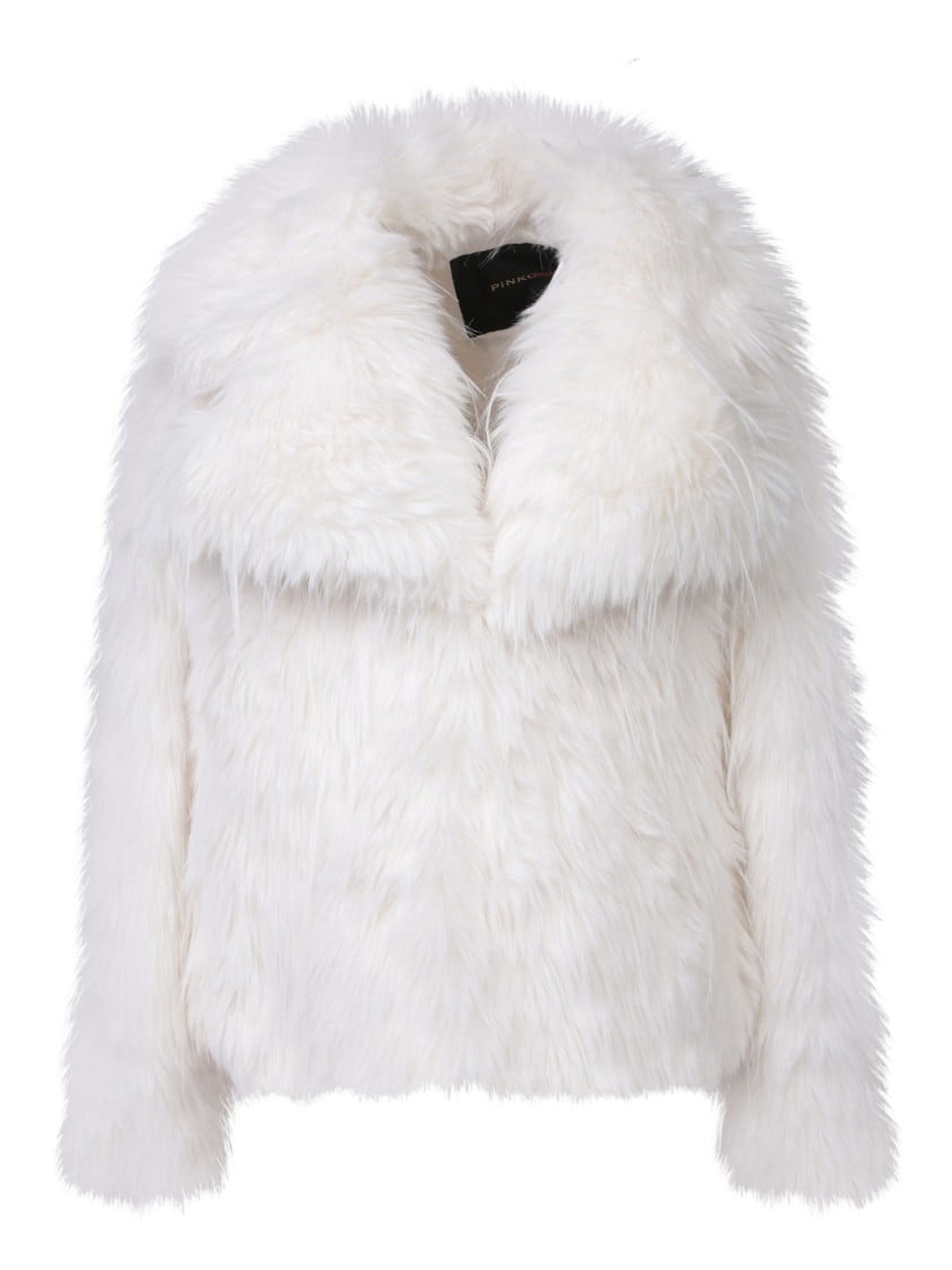 Pinko Woman Faux Fur Jacket With Collar And Silhouette White Sizes IT ...