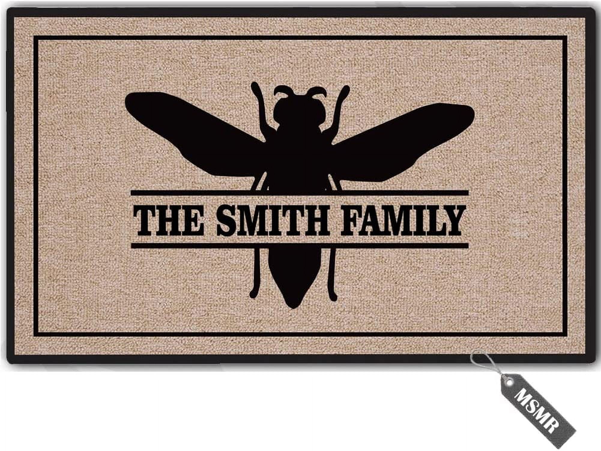 Custom Door Mat Personalized Family Name Bee Doormat Indoor/Outdoor ...