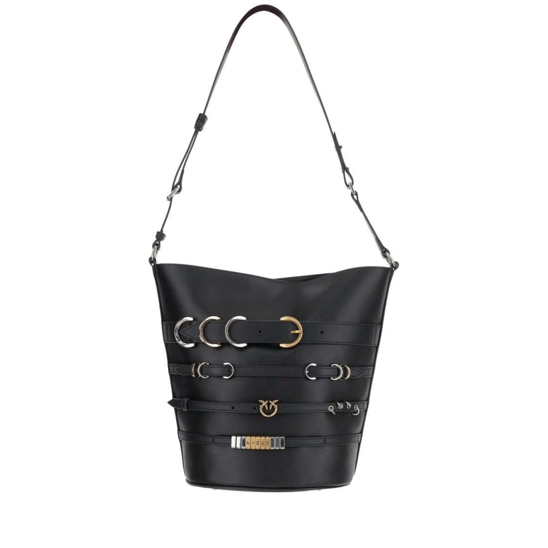 Pinko Women's Leather Shoulder Bag With Straps Black - Walmart.com