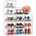 Pinkpum 12 Pack X-Large Shoe Storage Box, Clear Plastic Stackable Shoe ...