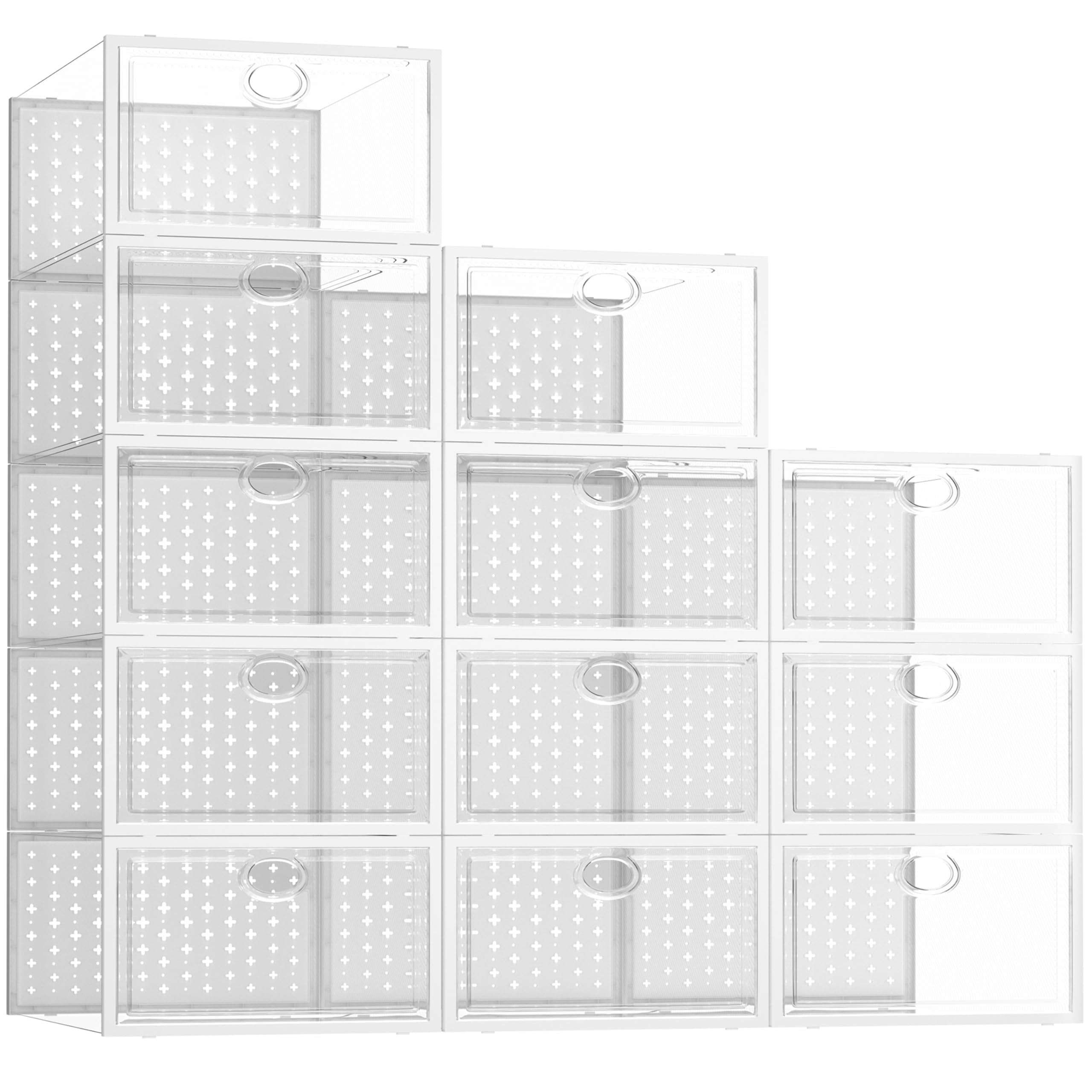 Pinkpum Large 12 Pack Shoe Storage Boxes, Shoe Organizer for Closet ...