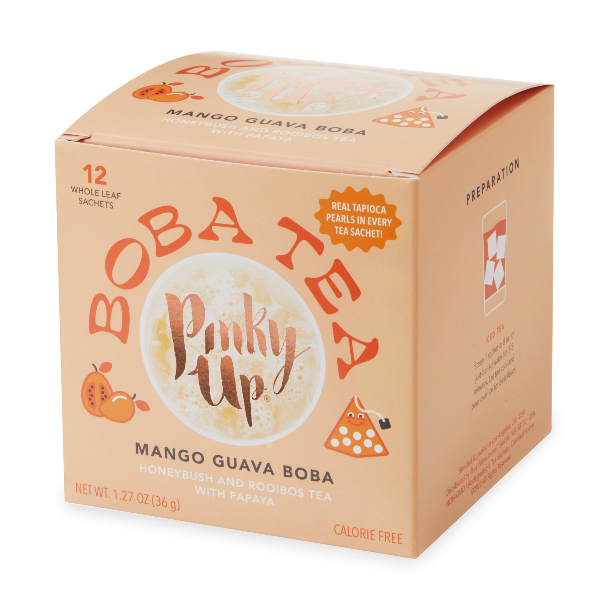 Pinky Up Mango Guava Boba Tea Sachets, Sugar Free, Calorie Free ...