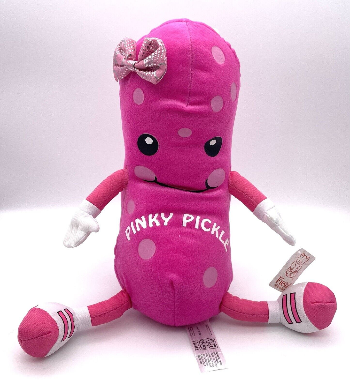 Pinky Pickle Plush Toy Pink Polka Dot with Hair Bow Girl Pickle 17 inch ...