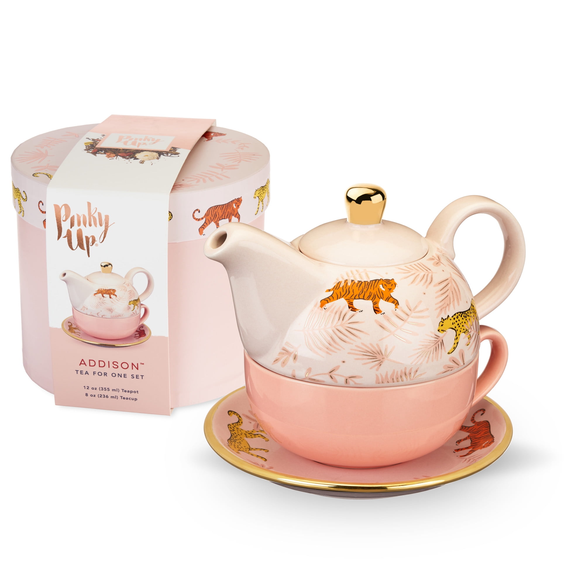 Pinky Up Addison Bangladesh Tea For One Set, Teapot, Pink Tea Cup with ...