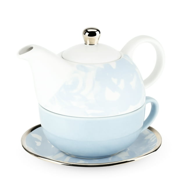 Addison Dusty Blue Floral Tea for One Set - Walmart.com
