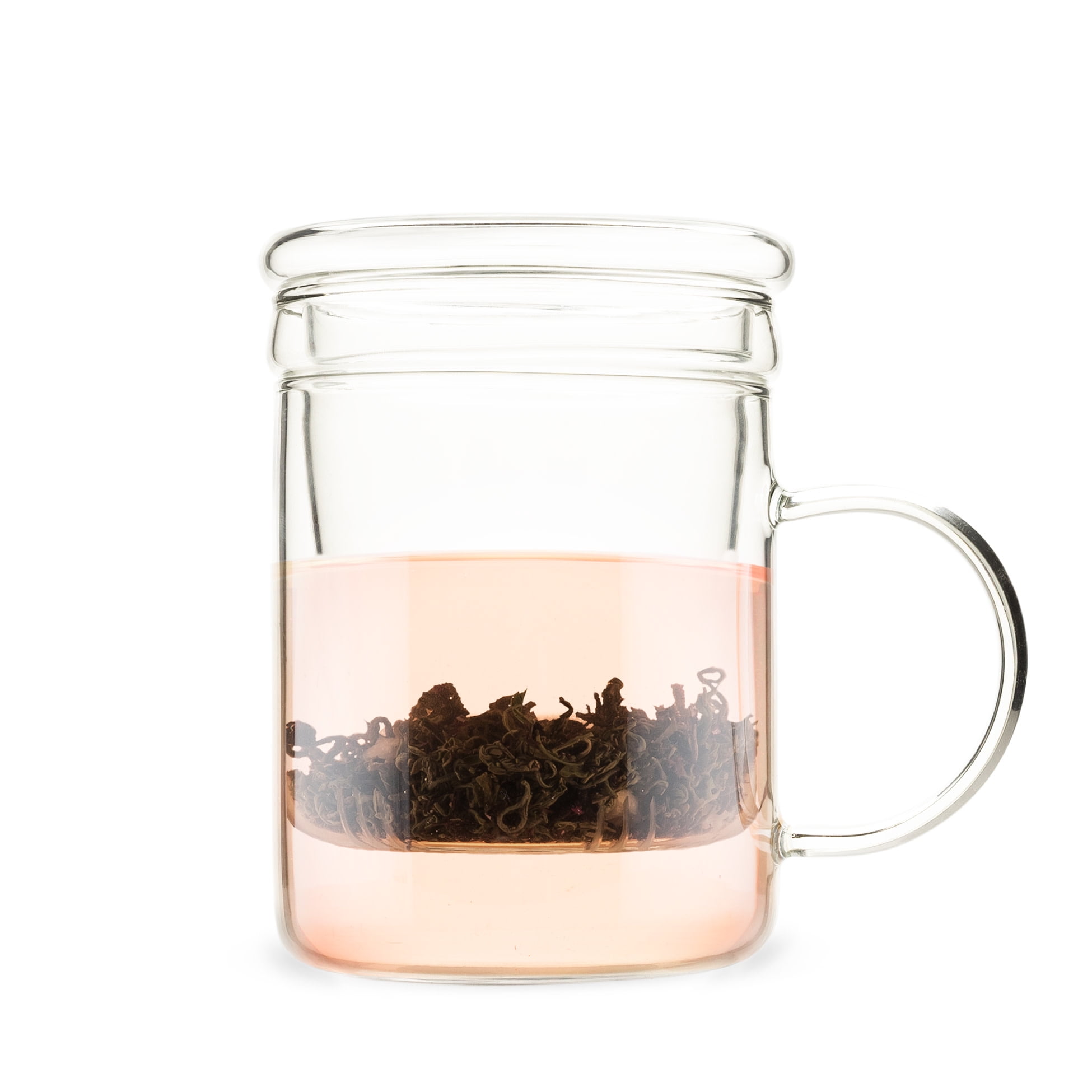Pinky Up Blake Glass Tea Cup with Infuser and Lid, Travel Tea Mug, 12 ...