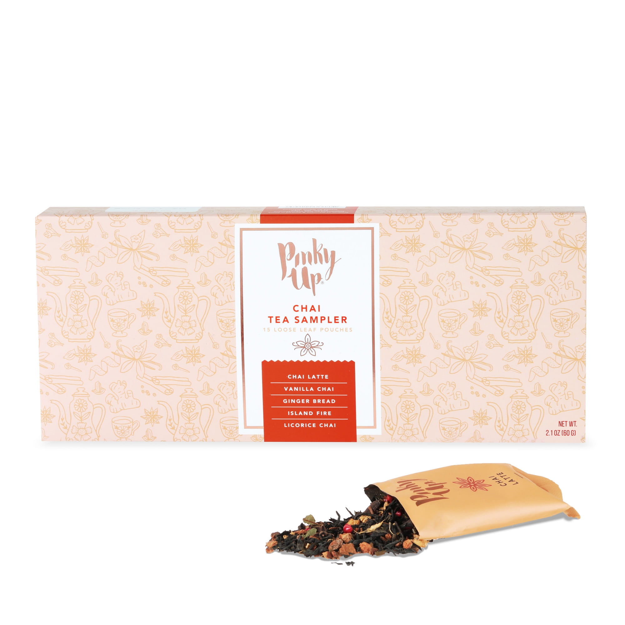 Pinky Up Chai Tea Gift Sampler, 5 Flavors Loose Leaf Tea Sampler 15 ...