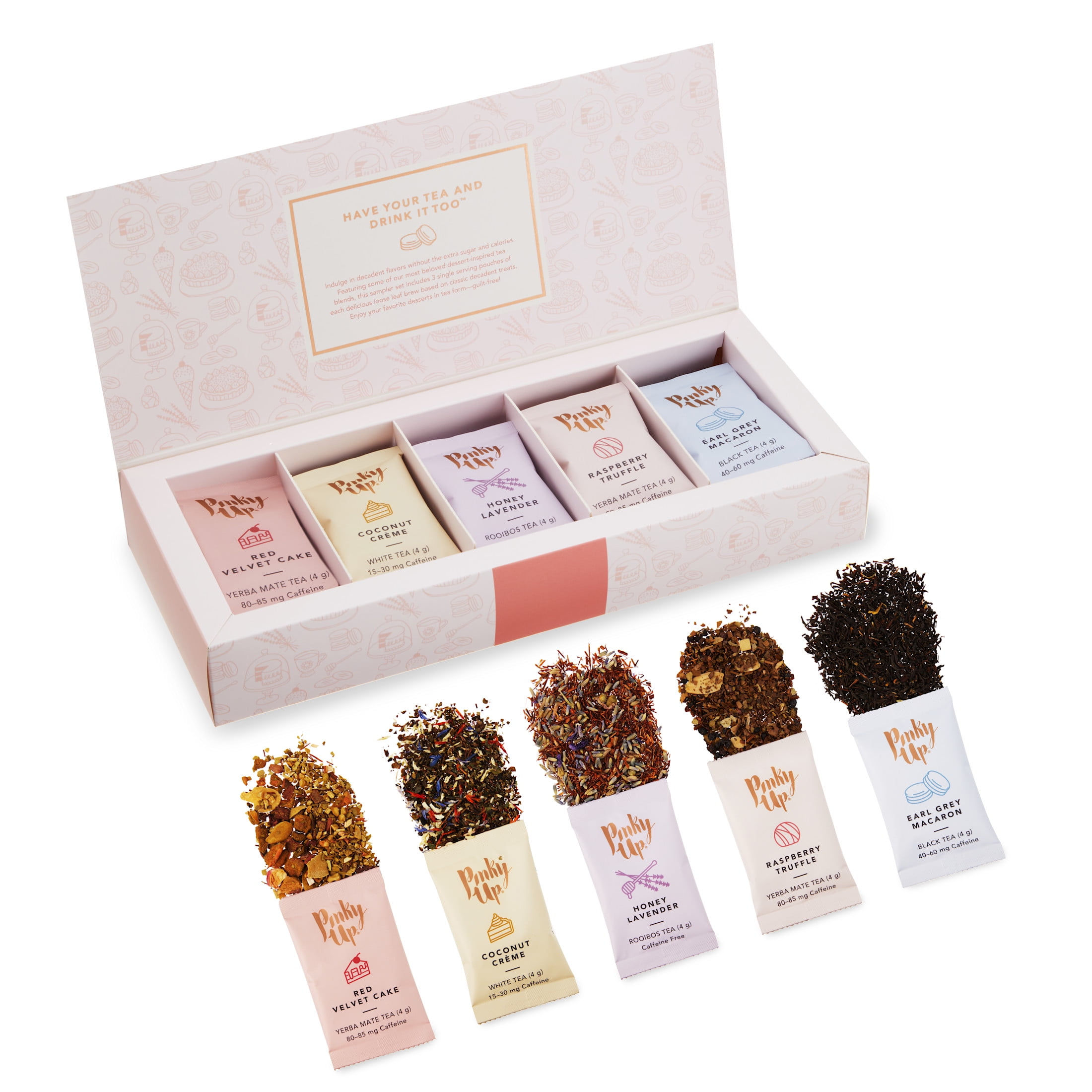 Pinky Up Loose Leaf Tea Sampler Set, 5 Flavors Variety Pack, 15 Packets ...
