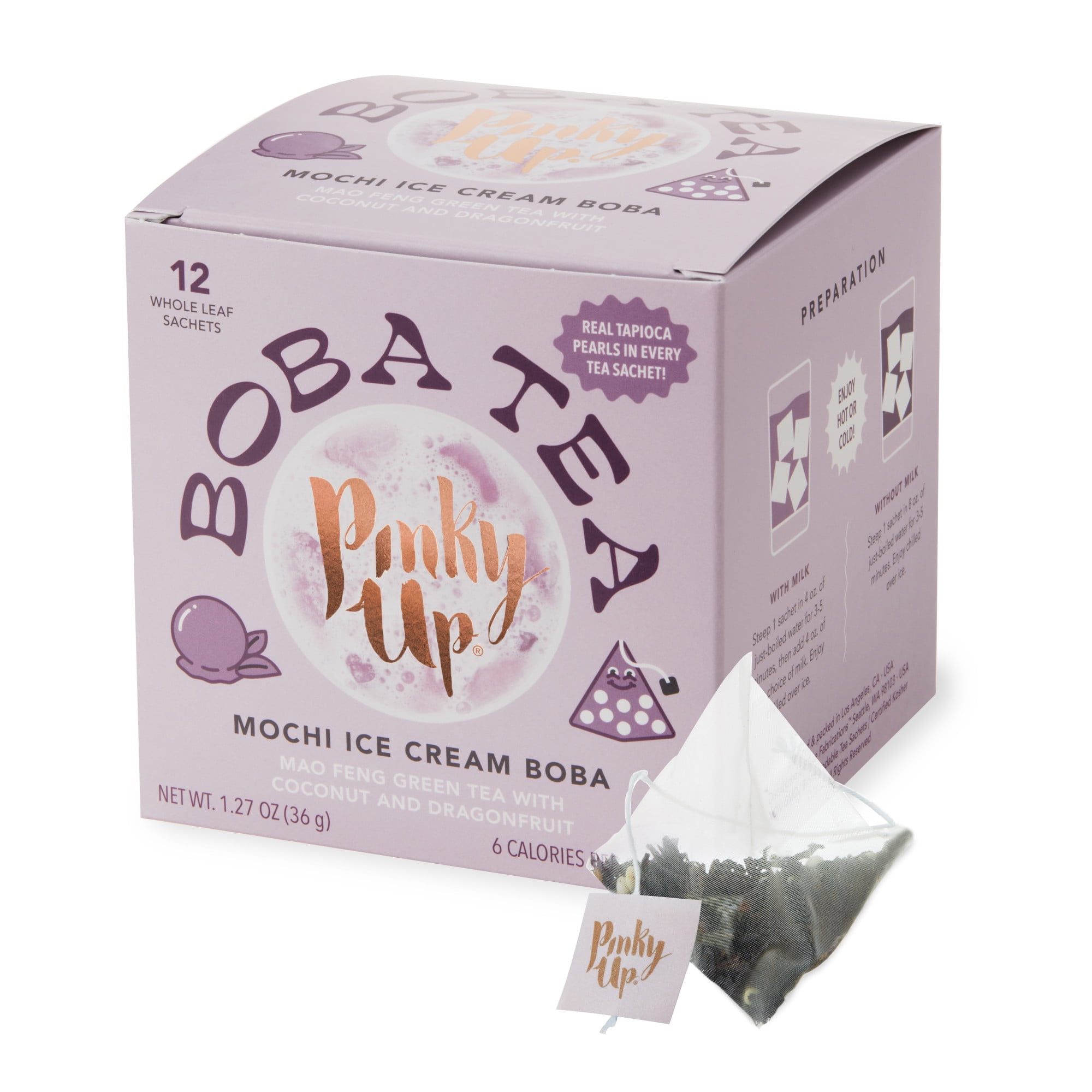 Pinky Up Mochi Ice Cream Boba Tea Sachets, Sugar Free & Low calorie ...