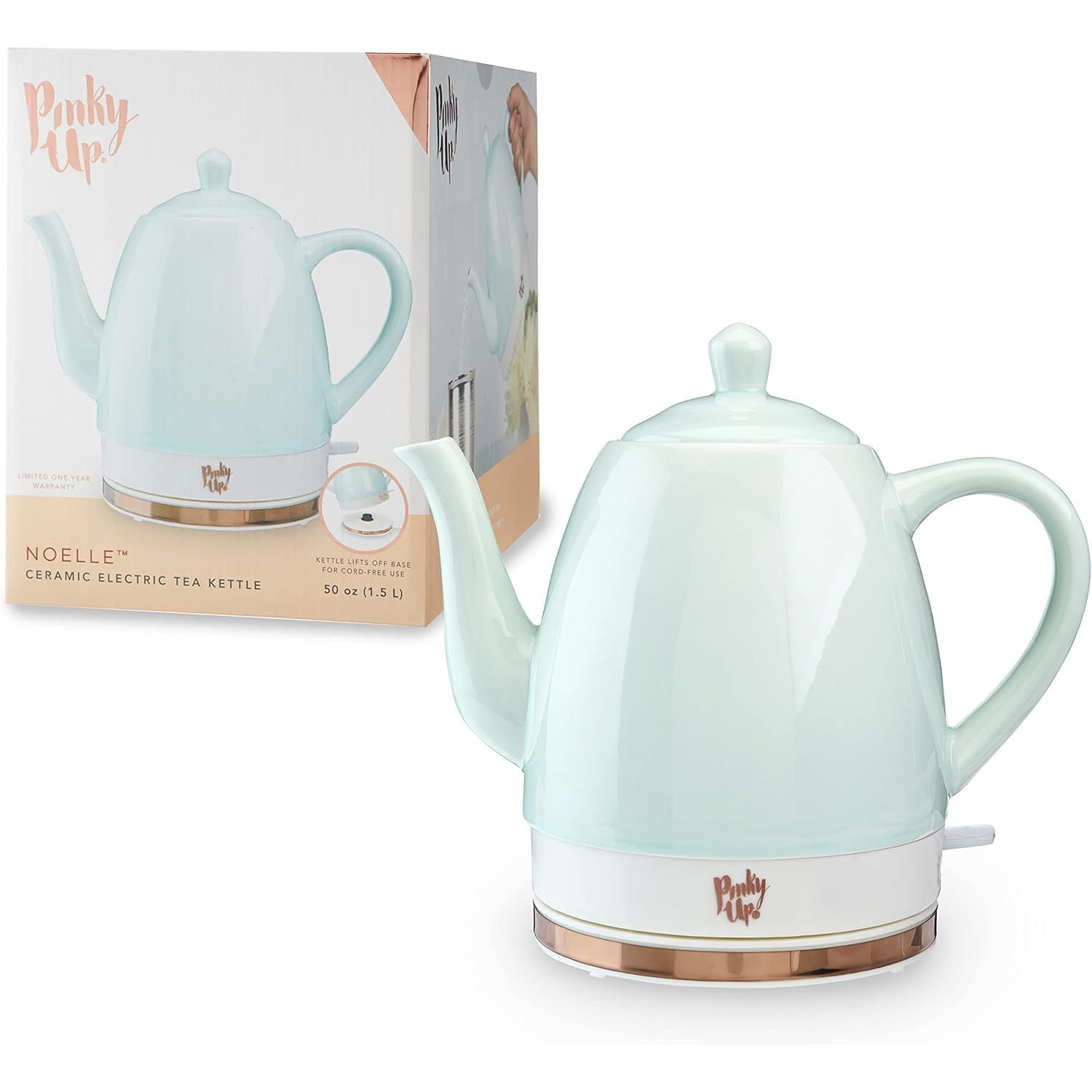 Pinky Up Noelle 1.5 L Ceramic Gooseneck Spout Electric Tea Kettle with ...