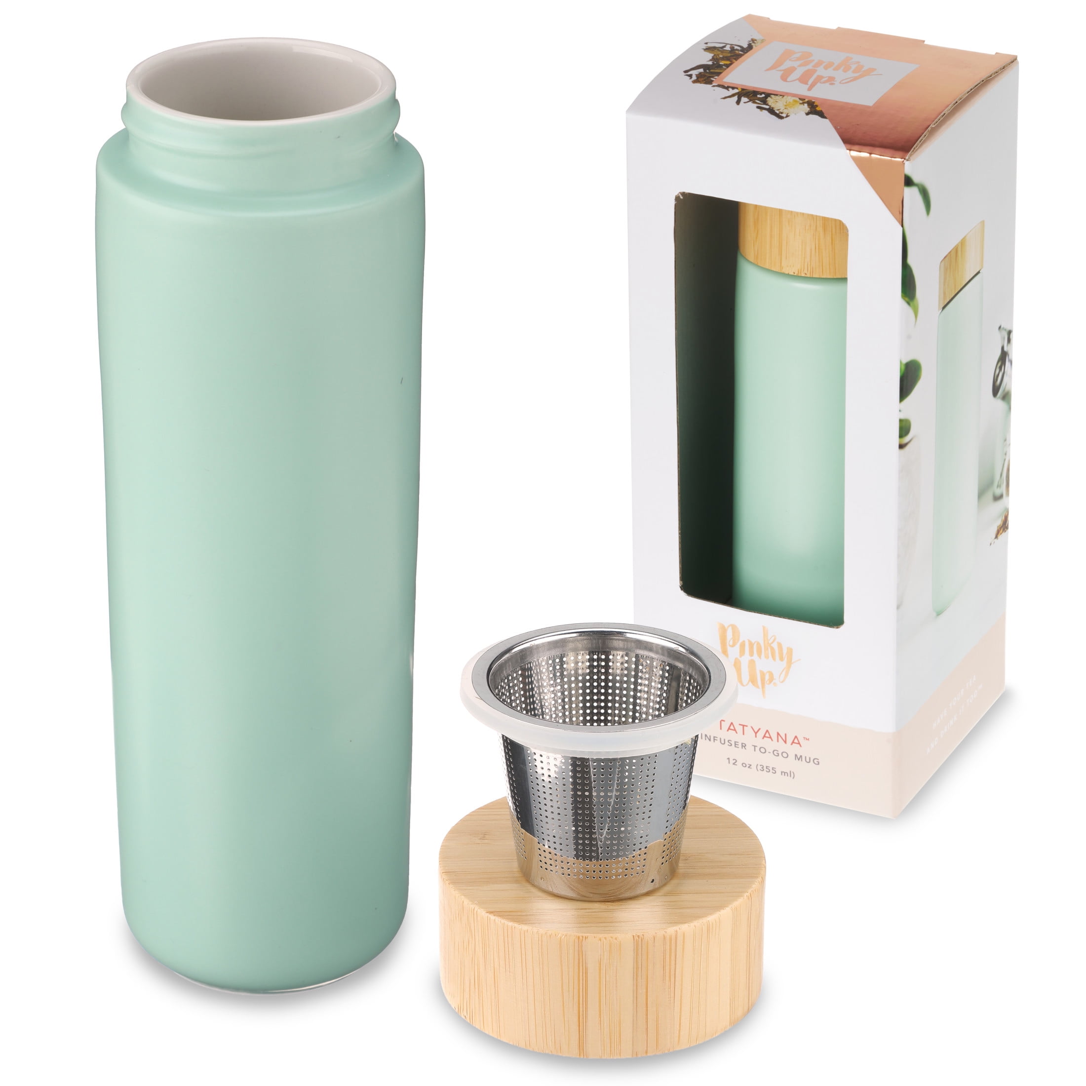 Pinky Up Tatyana Ceramic Travel Tea Mug with Infuser and Lid Turquoise ...