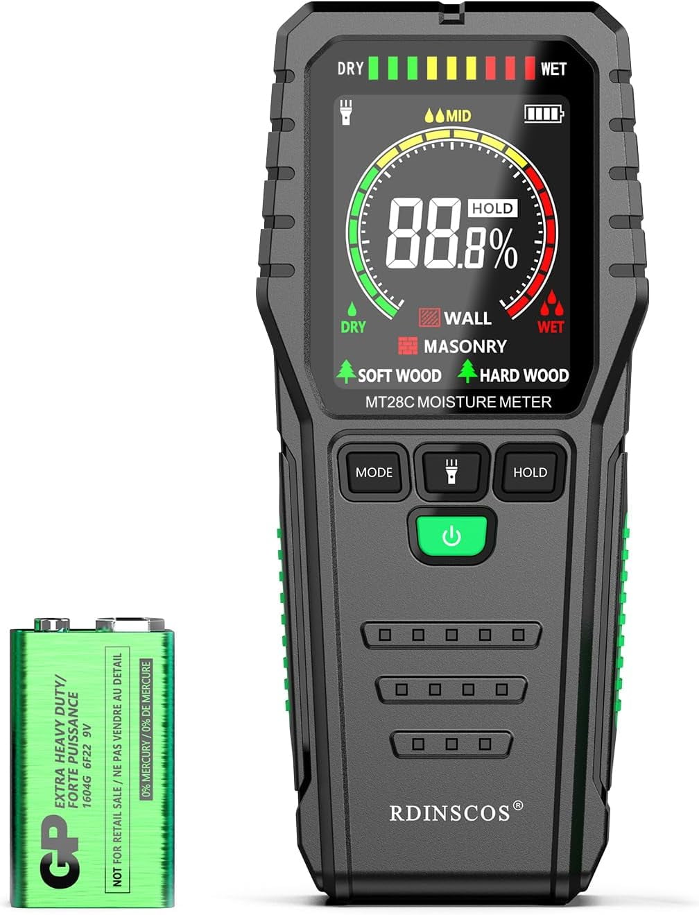 Pinless Moisture Meter for Wood, Drywall & Concrete – Digital Moisture ...