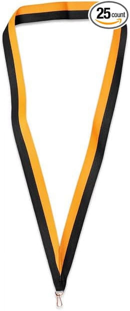 Pinmart Neck Ribbon Lanyards for ID Badges - Black/Gold, 25 pack ...