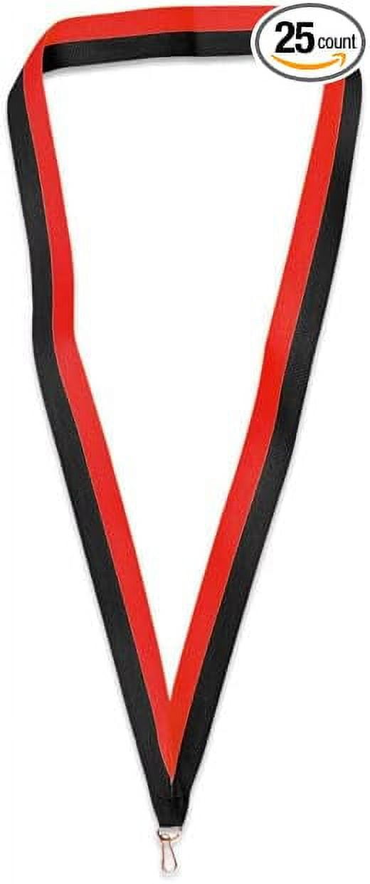 Pinmart Neck Ribbon Lanyards for ID Badges - Black/Red, 25 pack ...