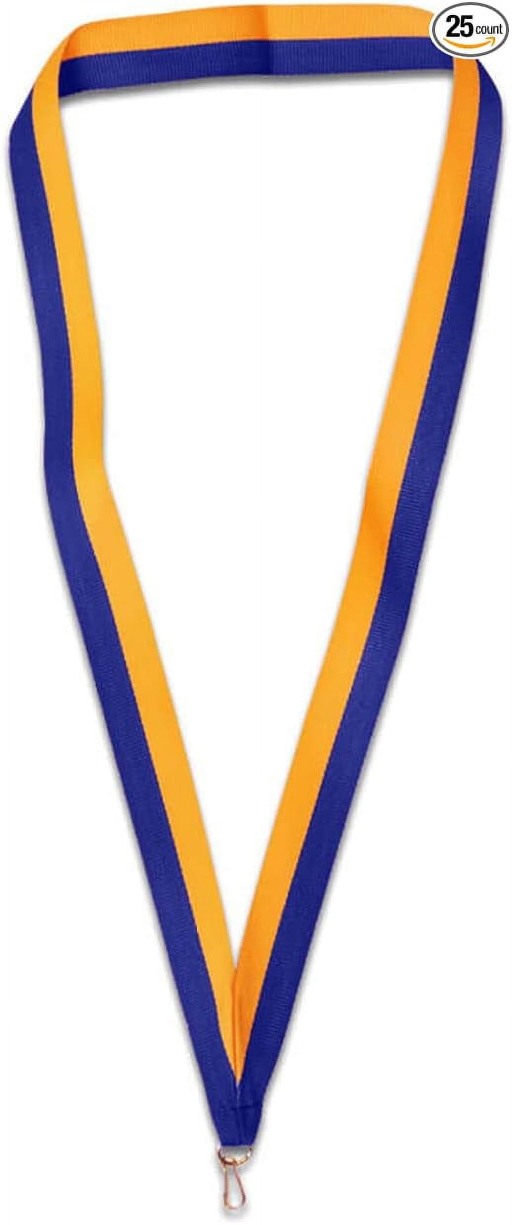 Pinmart Neck Ribbon Lanyards for ID Badges - Blue/Gold, 25 pack ...