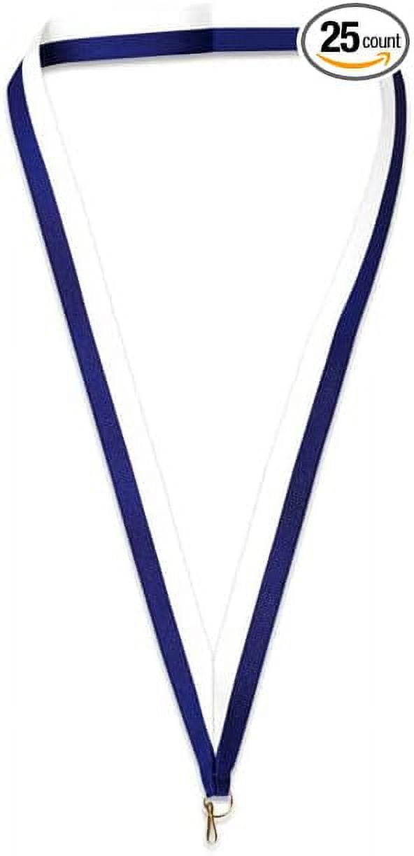 Pinmart Neck Ribbon Lanyards for ID Badges - Blue/White, 10 pack ...