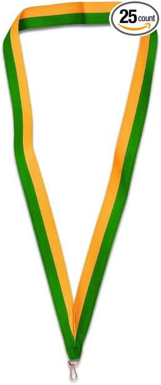 Pinmart Neck Ribbon Lanyards for ID Badges - Green/Gold, 25 pack ...