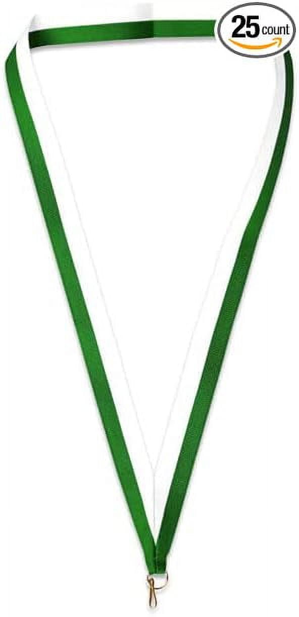 Pinmart Neck Ribbon Lanyards for ID Badges - Green/White, 25 pack ...