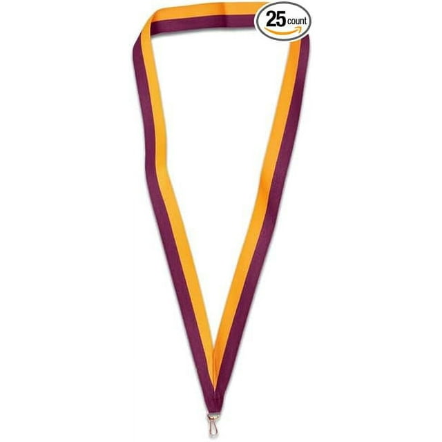 Pinmart Neck Ribbon Lanyards for ID Badges - Maroon/Gold, 25 pack ...