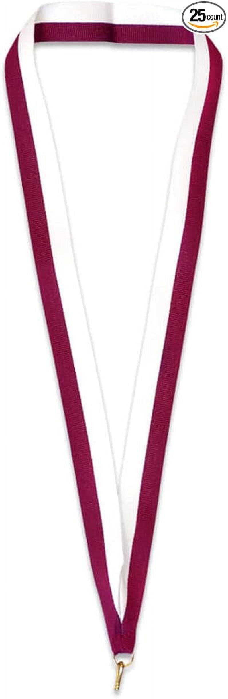Pinmart Neck Ribbon Lanyards for ID Badges - Maroon/White, 25 pack ...
