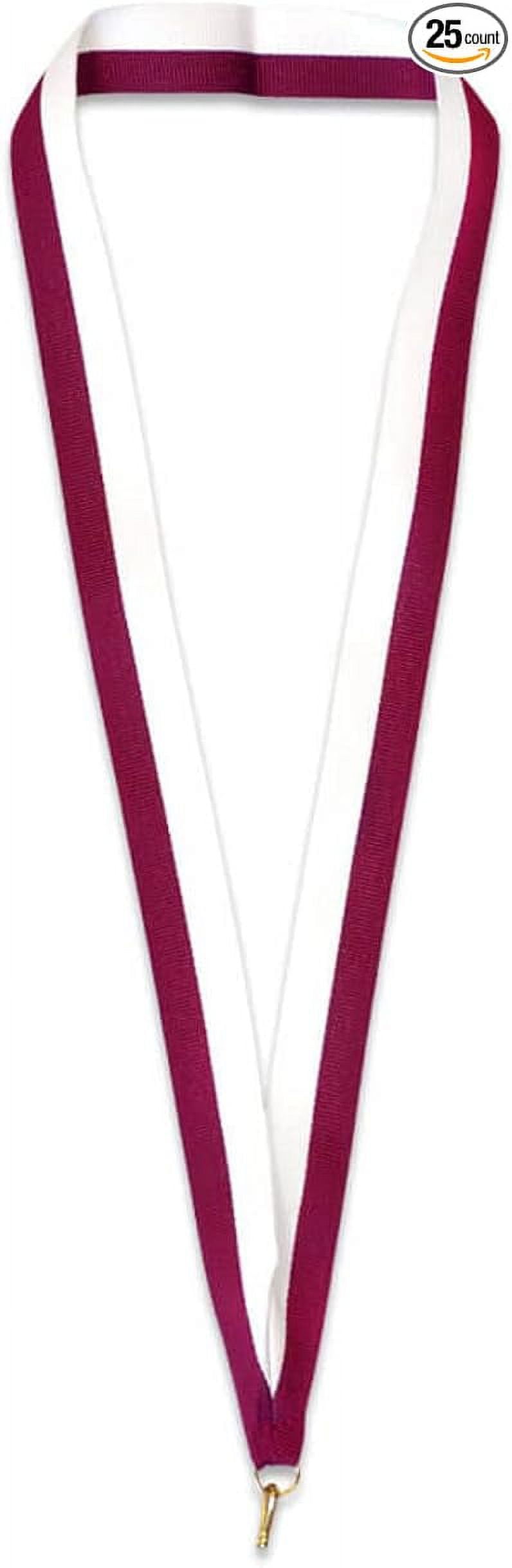Pinmart Neck Ribbon Lanyards for ID Badges - Maroon/White, 25 pack ...