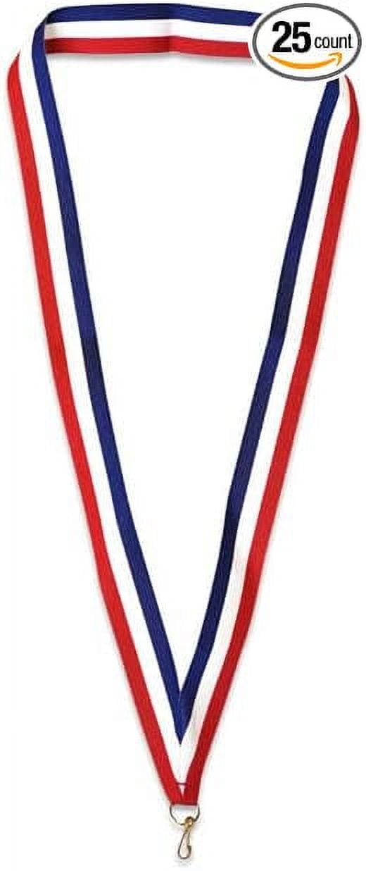 Pinmart Neck Ribbon Lanyards for ID Badges - Red/White/Blue, 25 pack ...