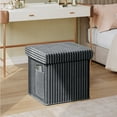 Pinmoco 15" Collapsible Storage Ottoman, Corduroy Cube Organizer Makeup ...