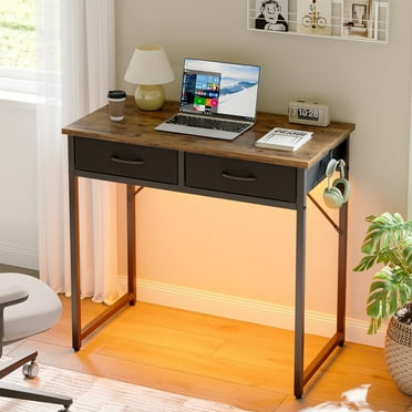 Bestier 43 inch Wood Computer Desk with 2 Large Drawers, Home Office ...