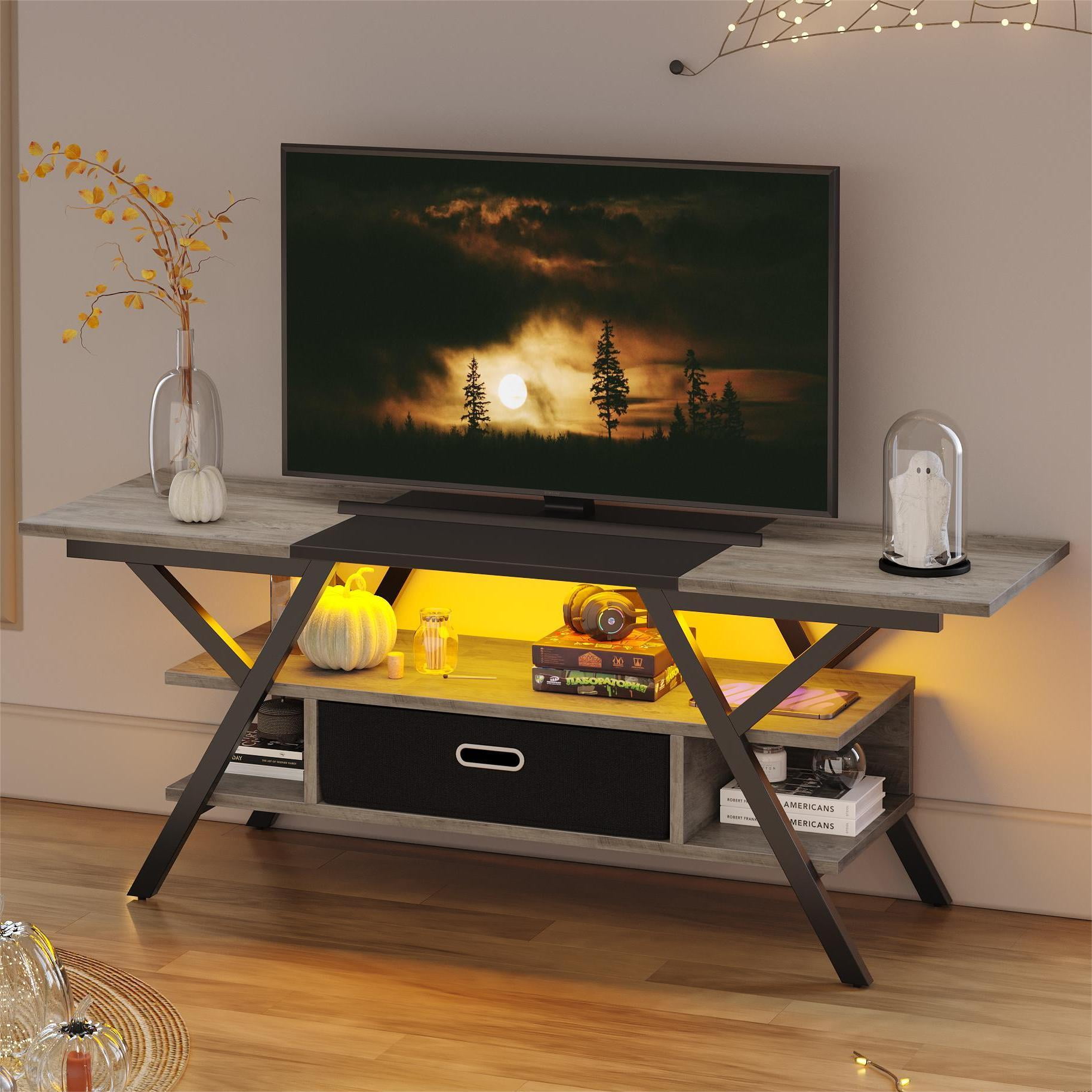 Pinmoco 55" TV Stand with LED Light Gaming Entertainment Center for TVs ...