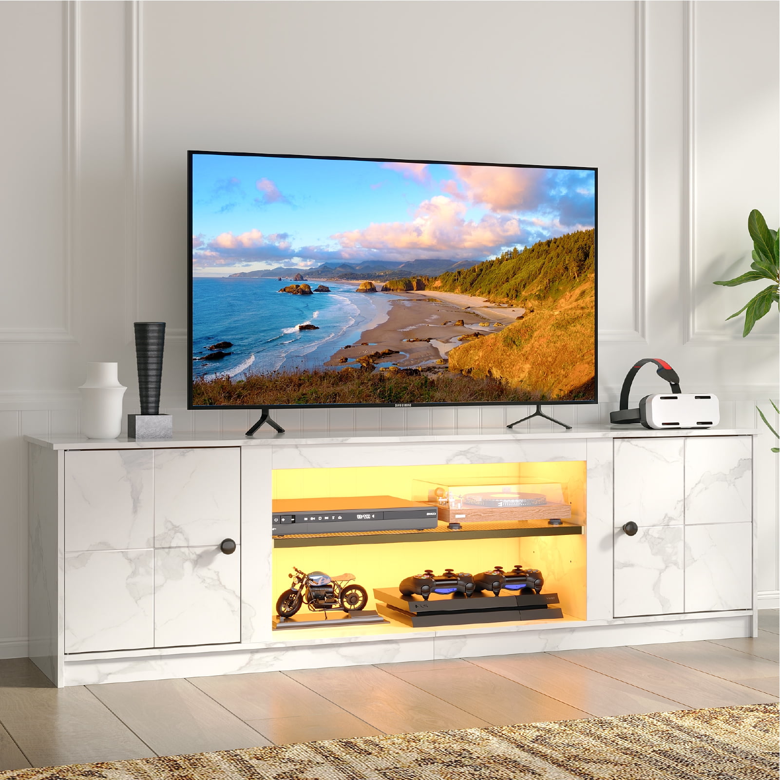 Pinmoco 63" LED TV Stand for TVs up to 70", Gaming Entertainment Center ...