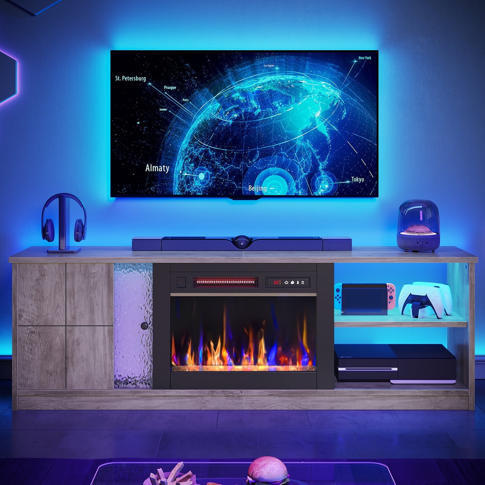 Pinmoco Electric Fireplace TV Stand for TVs up to 70", LED ...