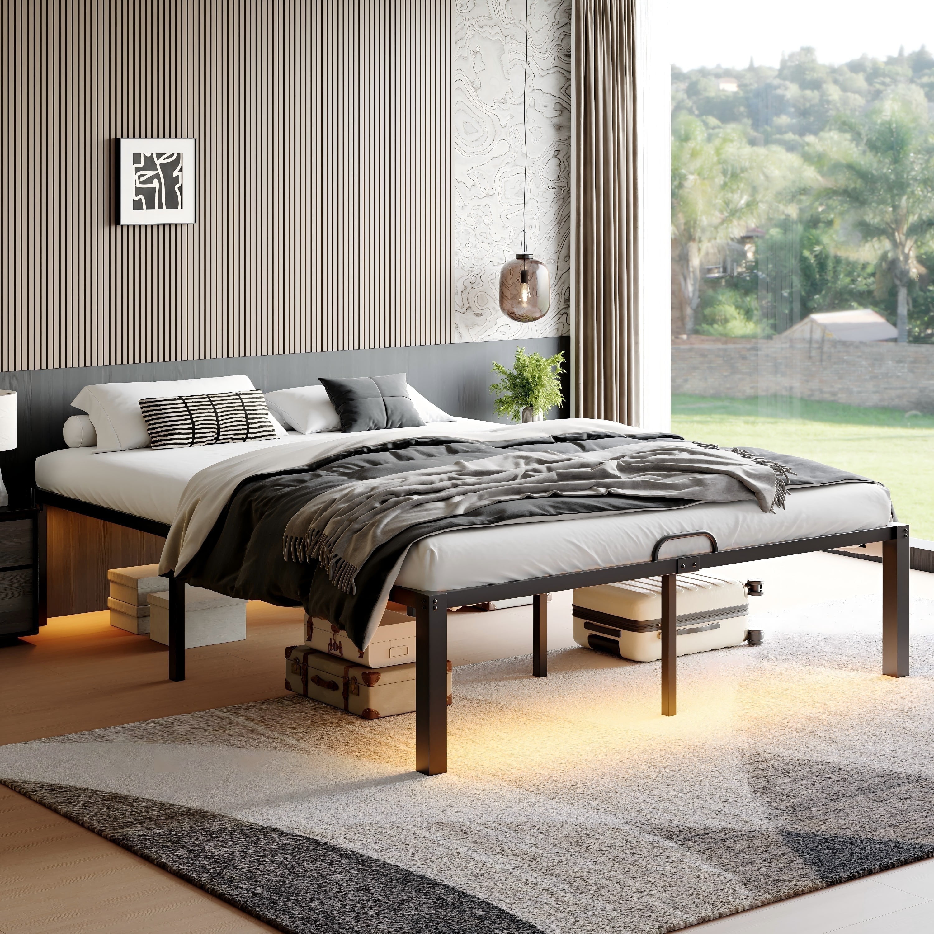 Mainstays metal bed frame with wood legs store