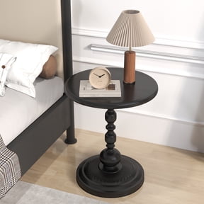 MEHOOM Round Wooden End Table, 16"x16"x19" Farmhouse Small Table, Side ...
