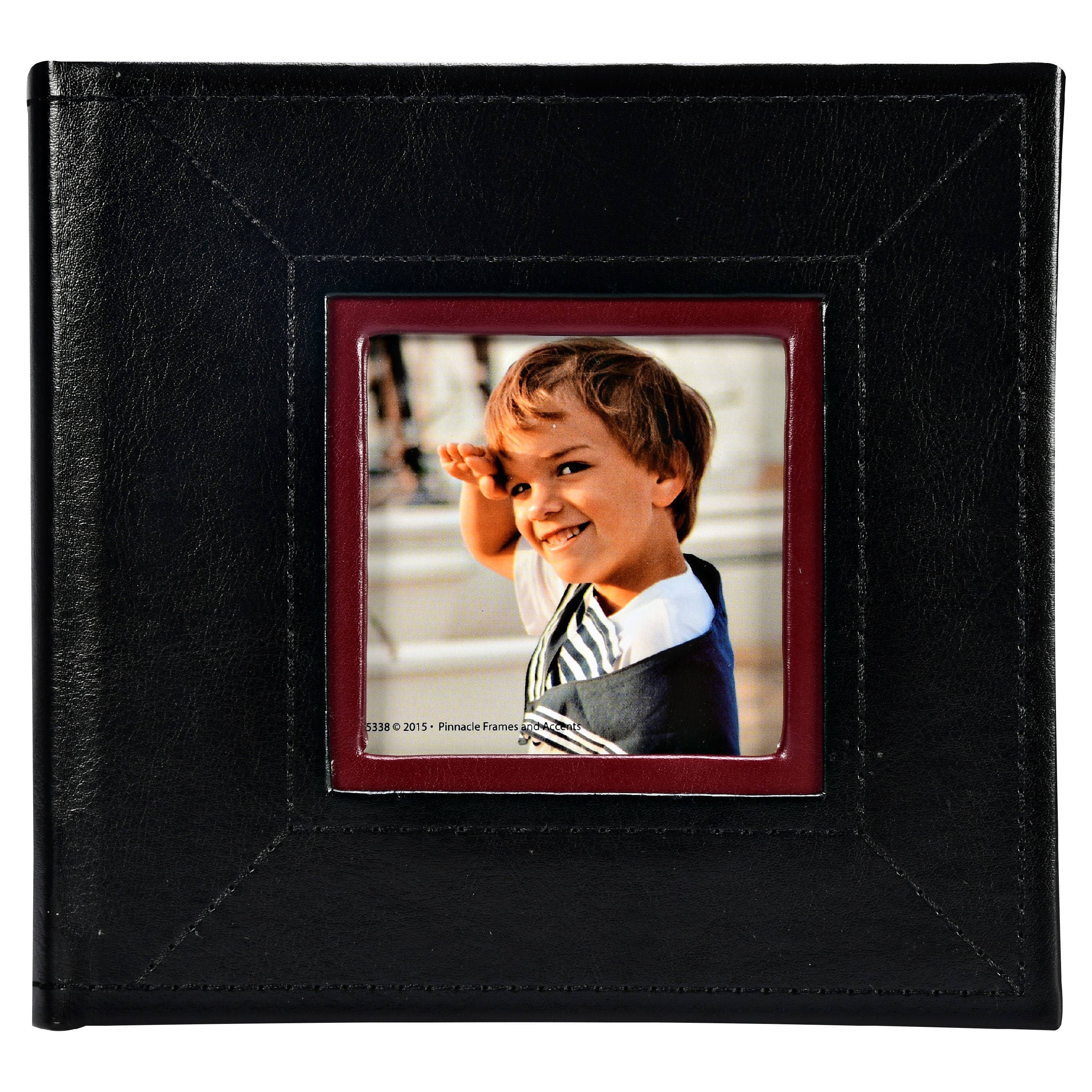 Pinnacle Black Faux Leather Photo Album with Front Cover Window Frame ...