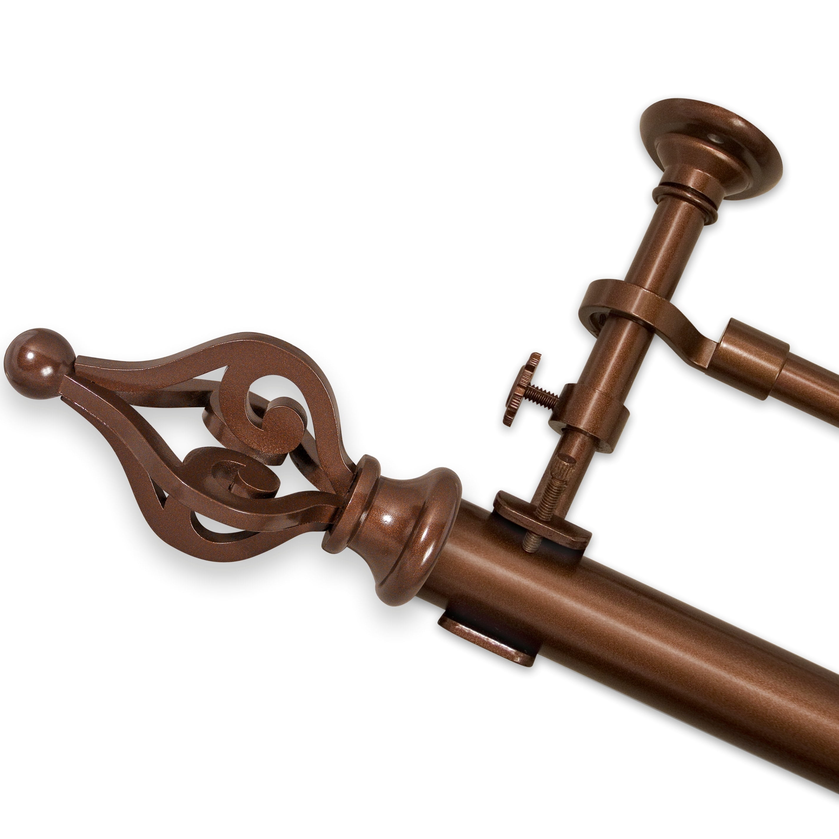 Pinnacle Optima Crown Brown Double Curtain Rod Set 30-54" - Walmart.com