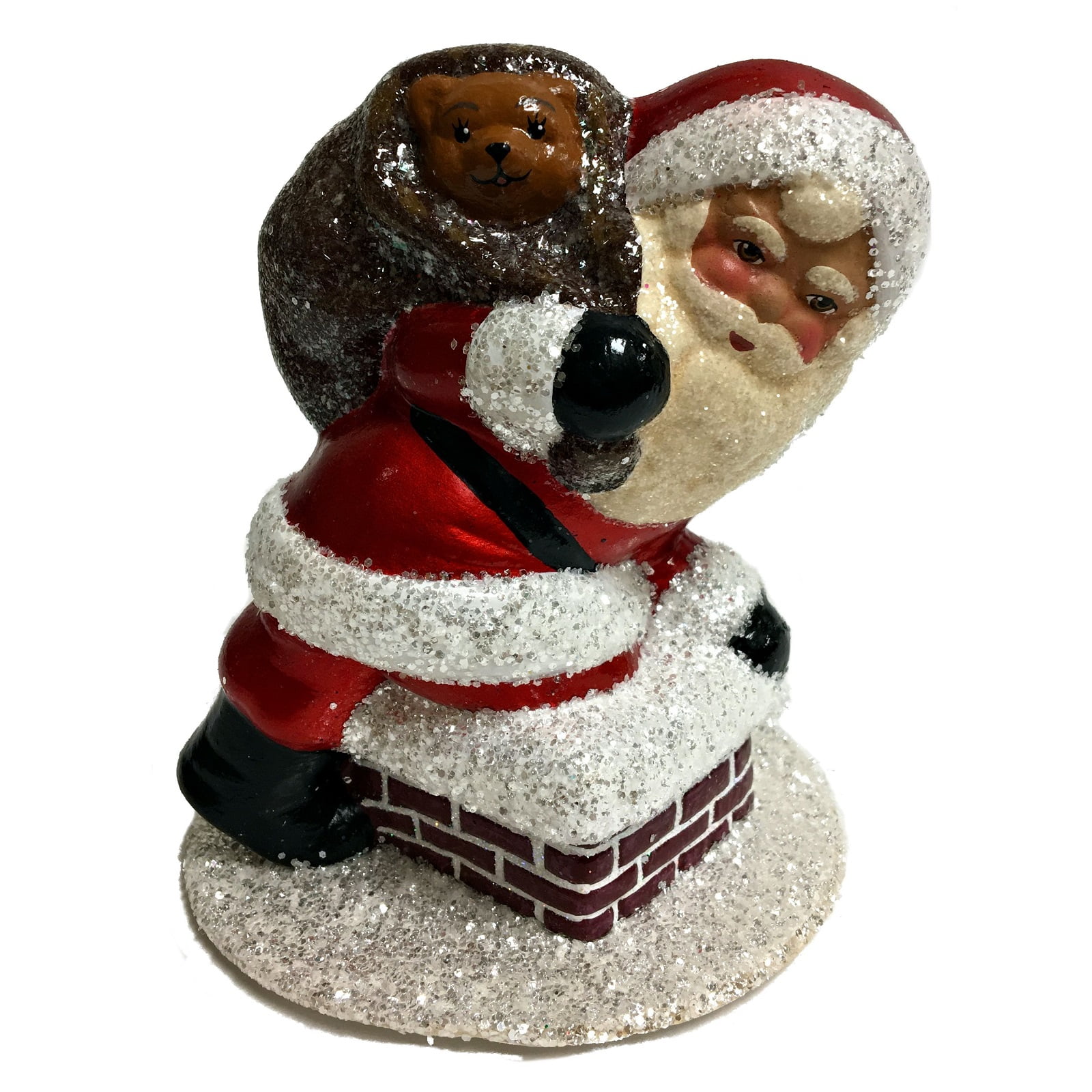 Pinnacle Peak Trading Company Ino Schaller Red Santa on Chimney with Gifts German Paper Mache ...